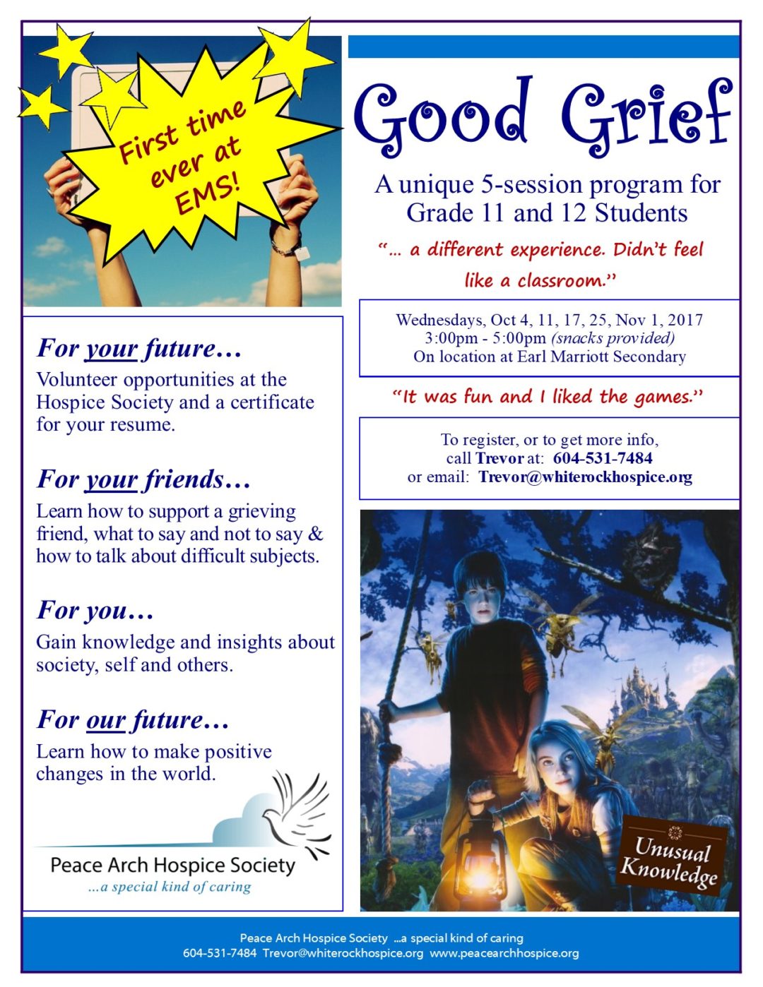 "Good Grief" Training for Grade 11 & 12 Students - Peace Arch Hospice ...