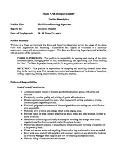 Store and Receiving Supervisor Job Description - Peace Arch Hospice Society